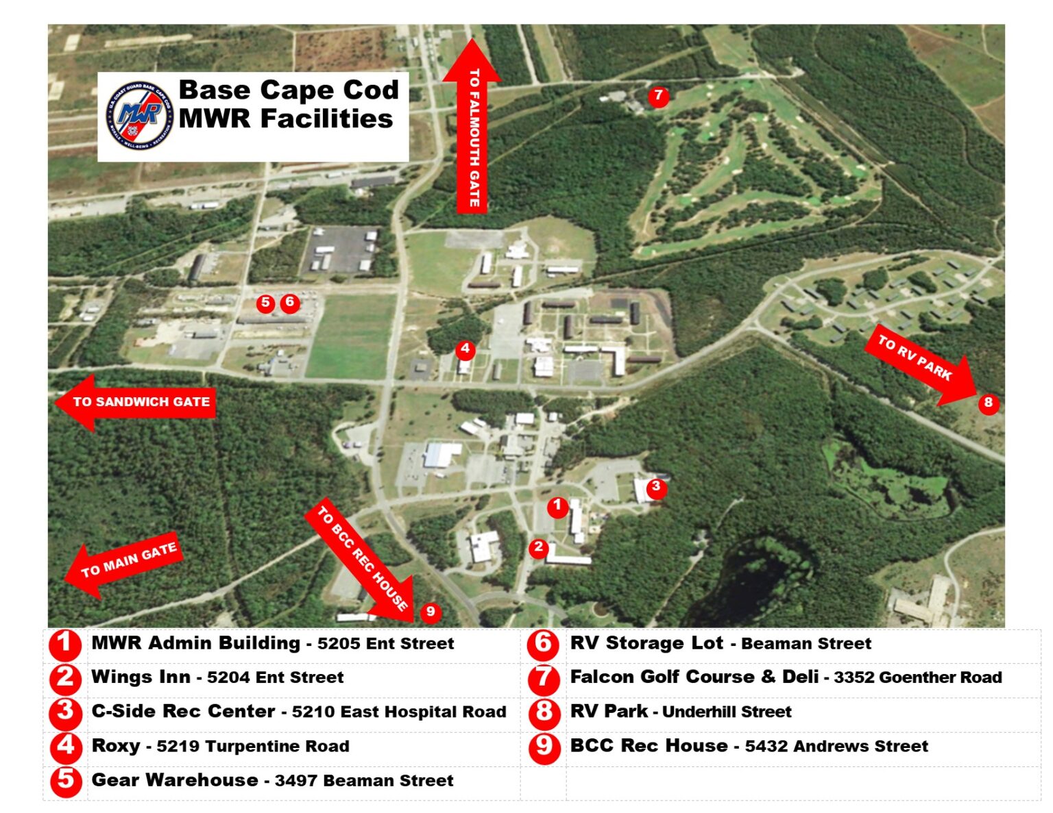 MWR Facilities Map | USCG Base Cape Cod MWR