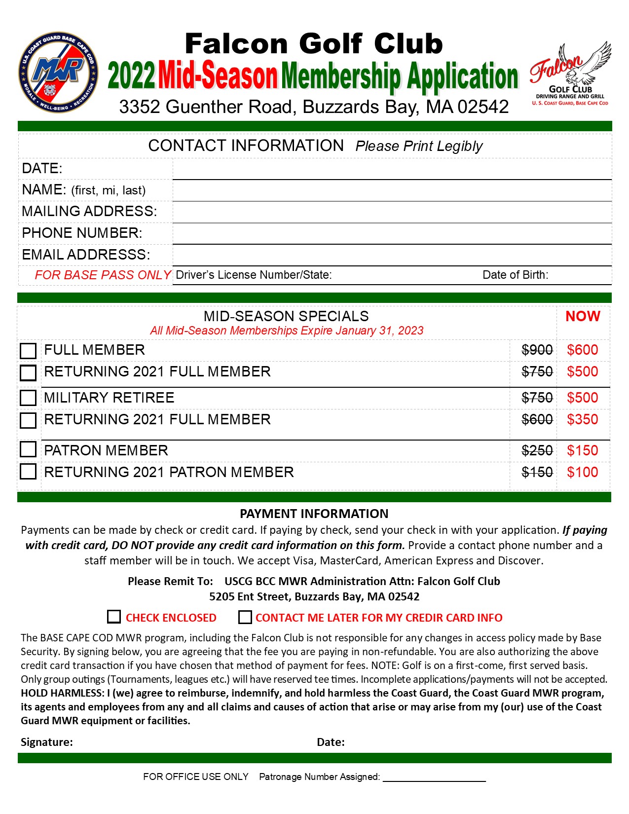 Falcon Golf Club & Grill | USCG Base Cape Cod MWR