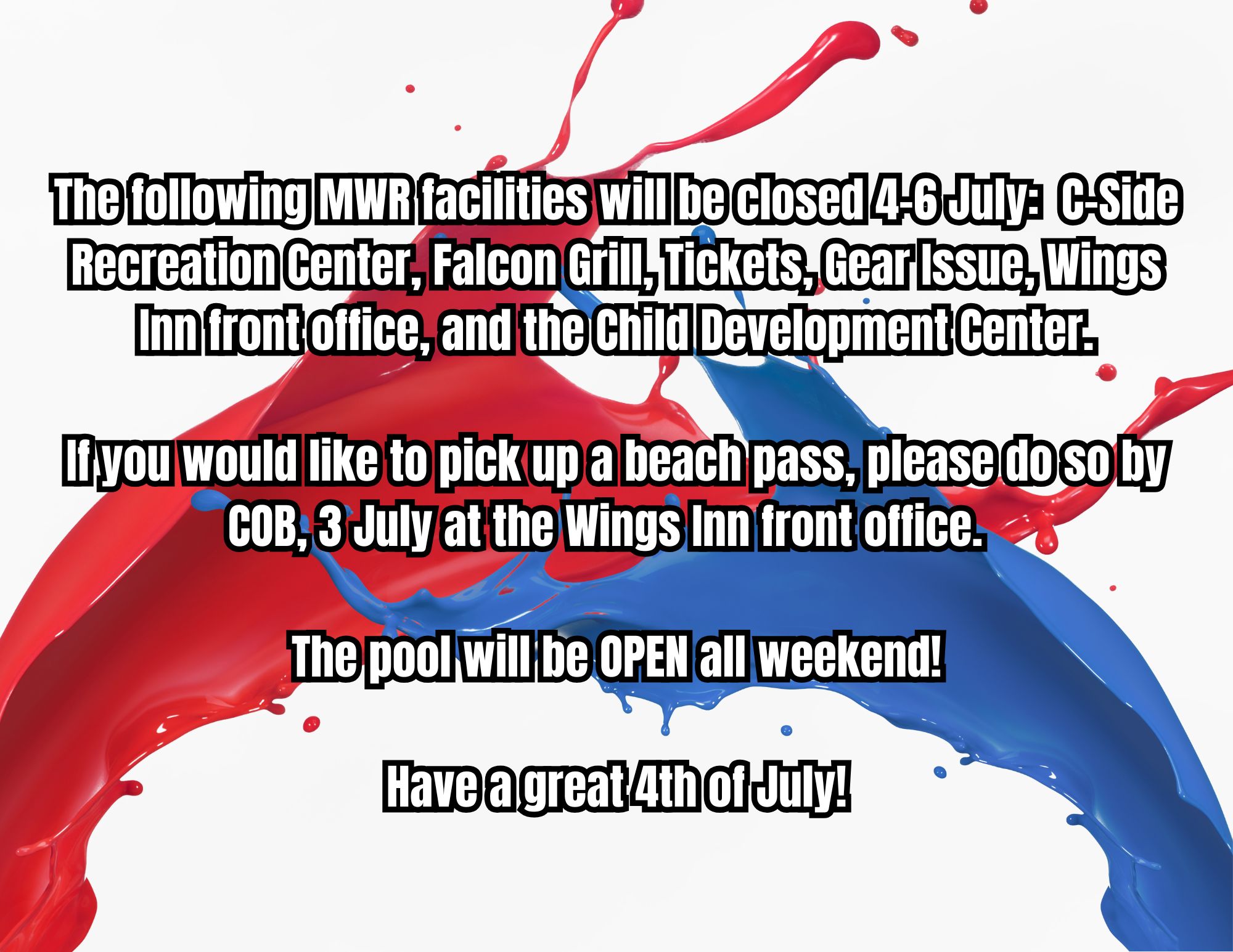 MWR NEWS FOR JULY 4th!!!! | USCG Base Cape Cod MWR
